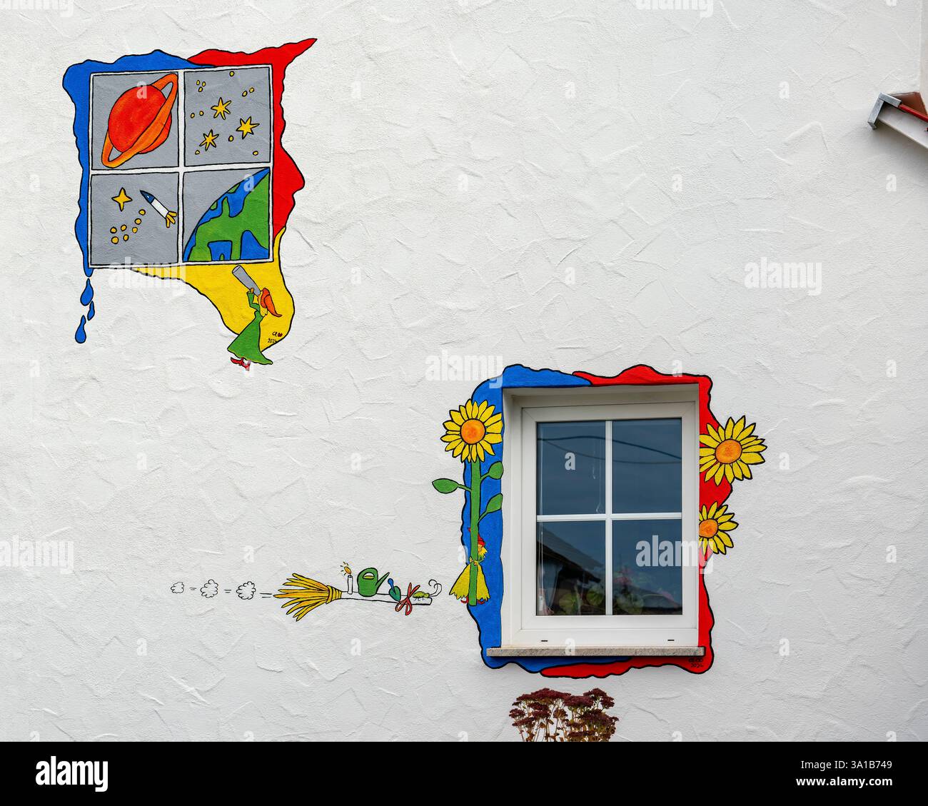 Colorful, fairytale window design in the outdoor area Stock Photo - Alamy