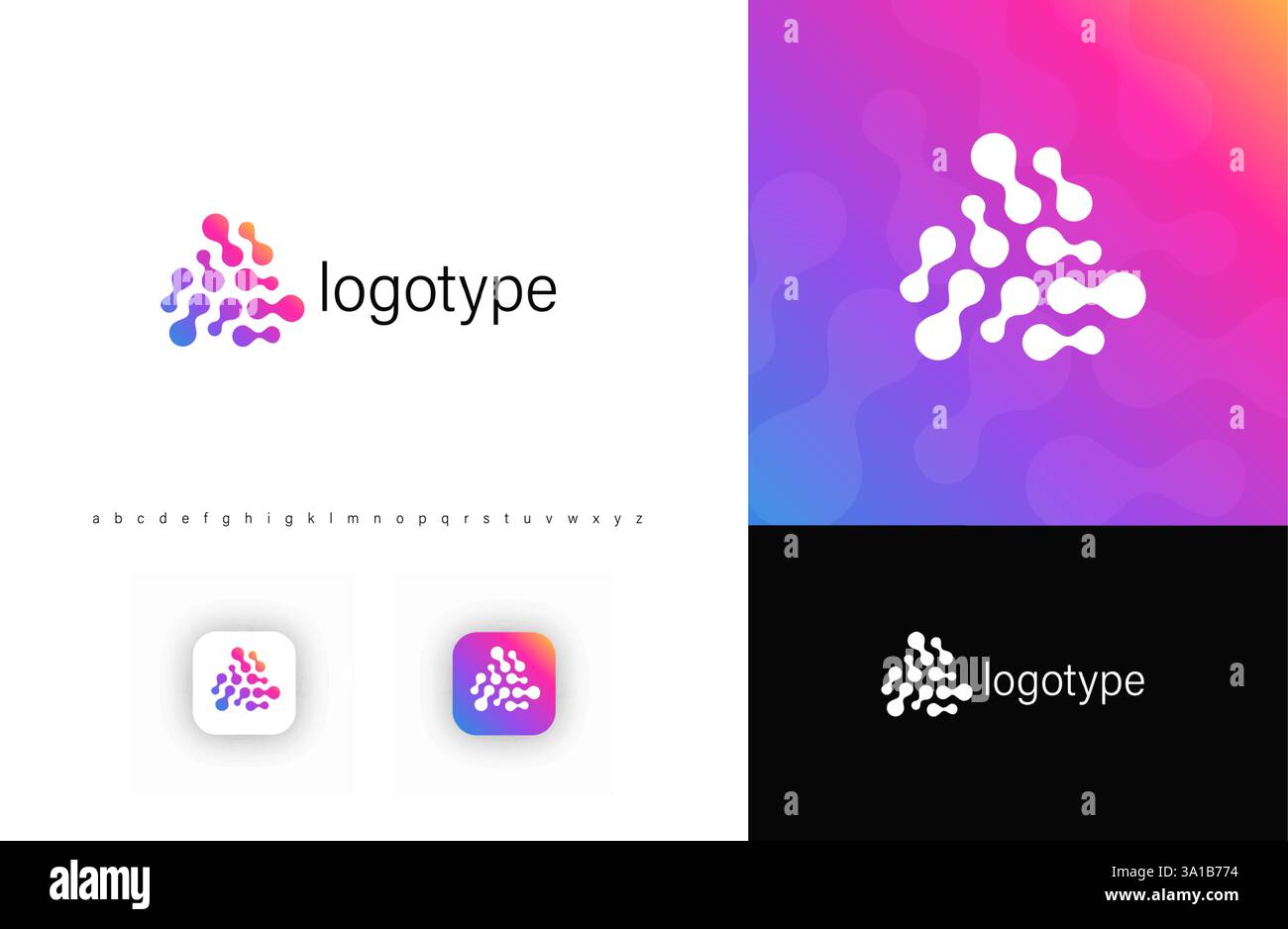 Abstract biotech neural network logo with fusion dots, symbolizing ...