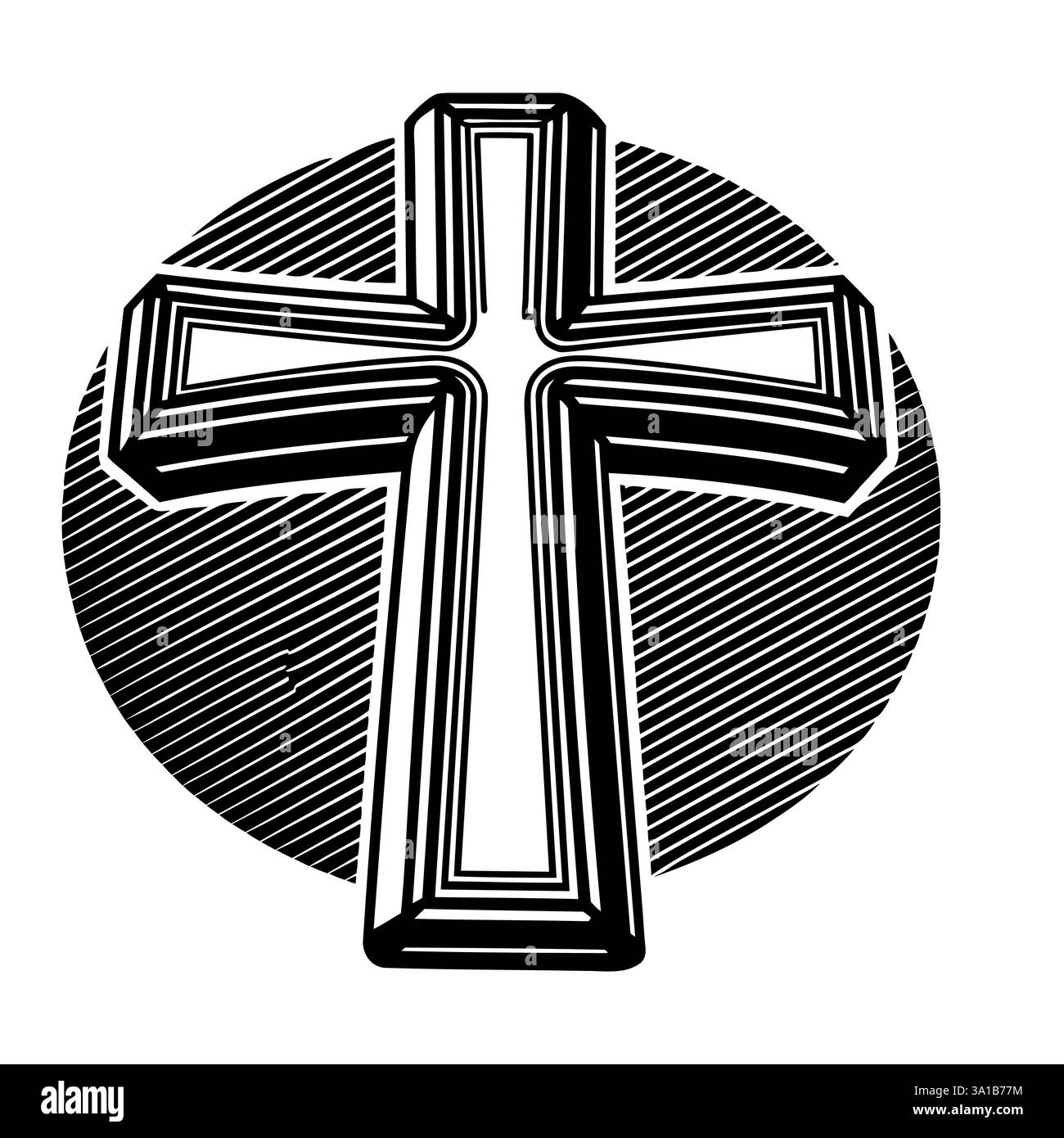 Christian cross. Christian cross inside a circle. Concept of religion ...