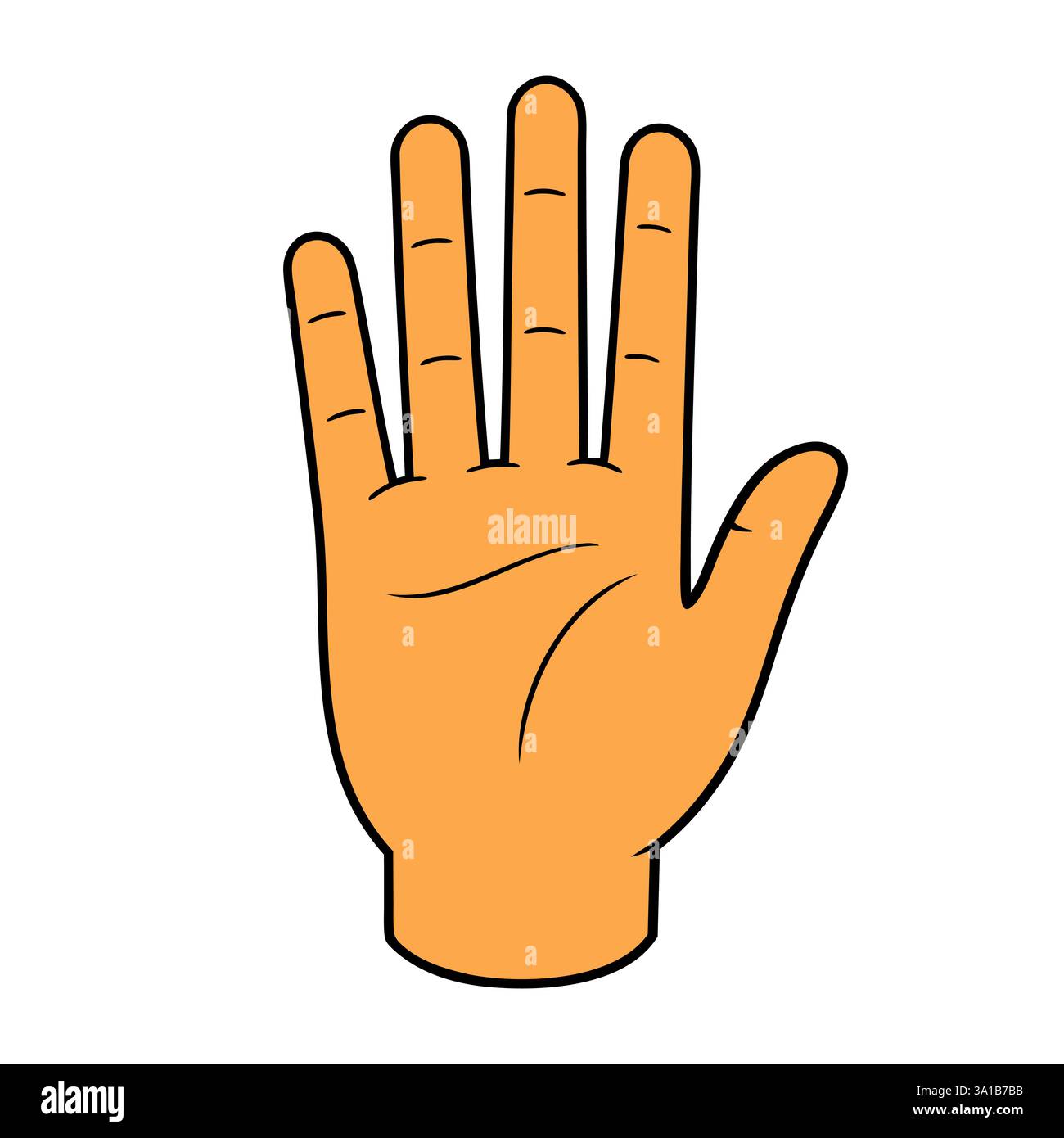 Hand icon. Cartoon icon of open human hand palm isolated on white ...