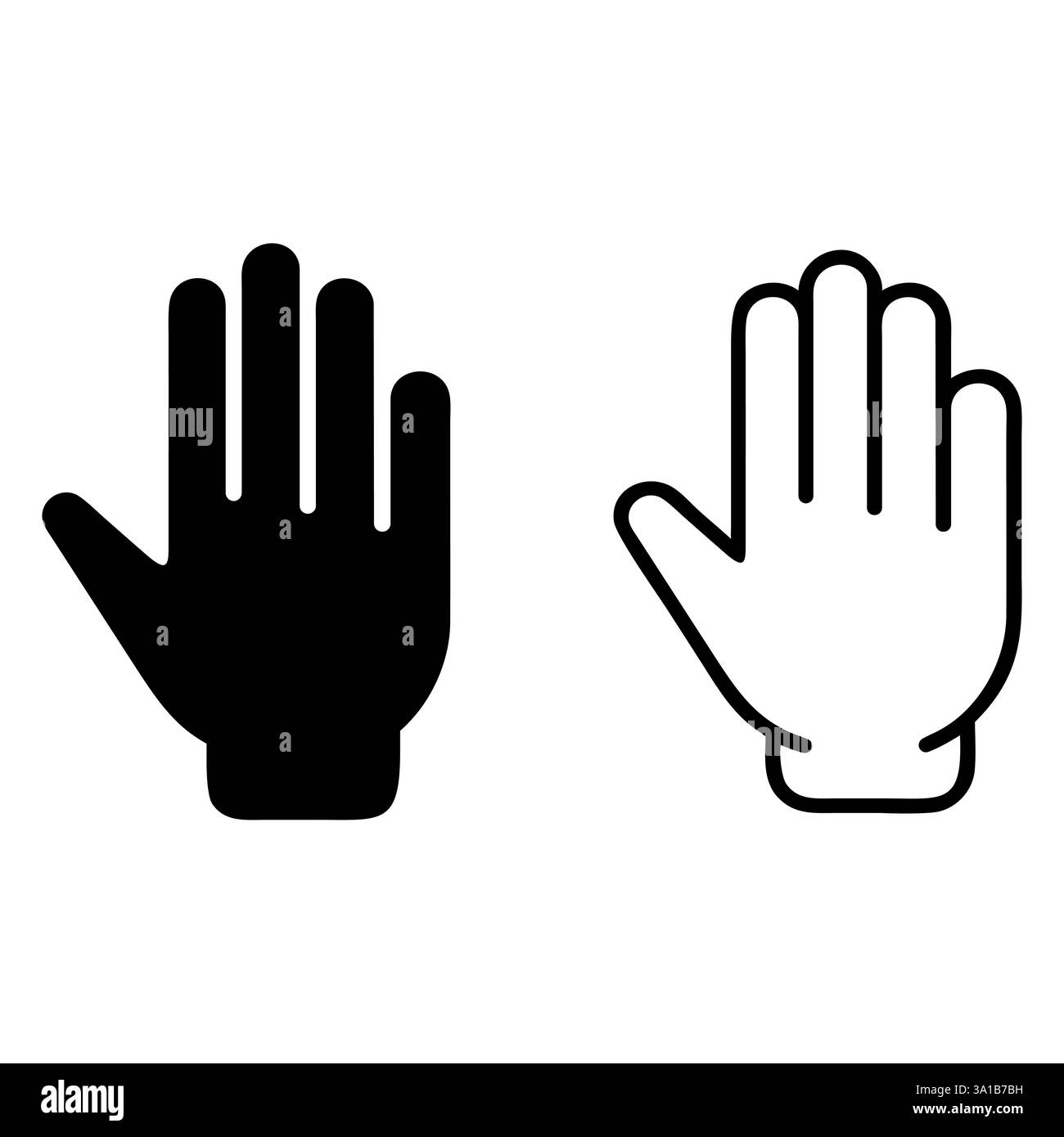 Hand icon. Collection of black and white icons of human hand palm ...