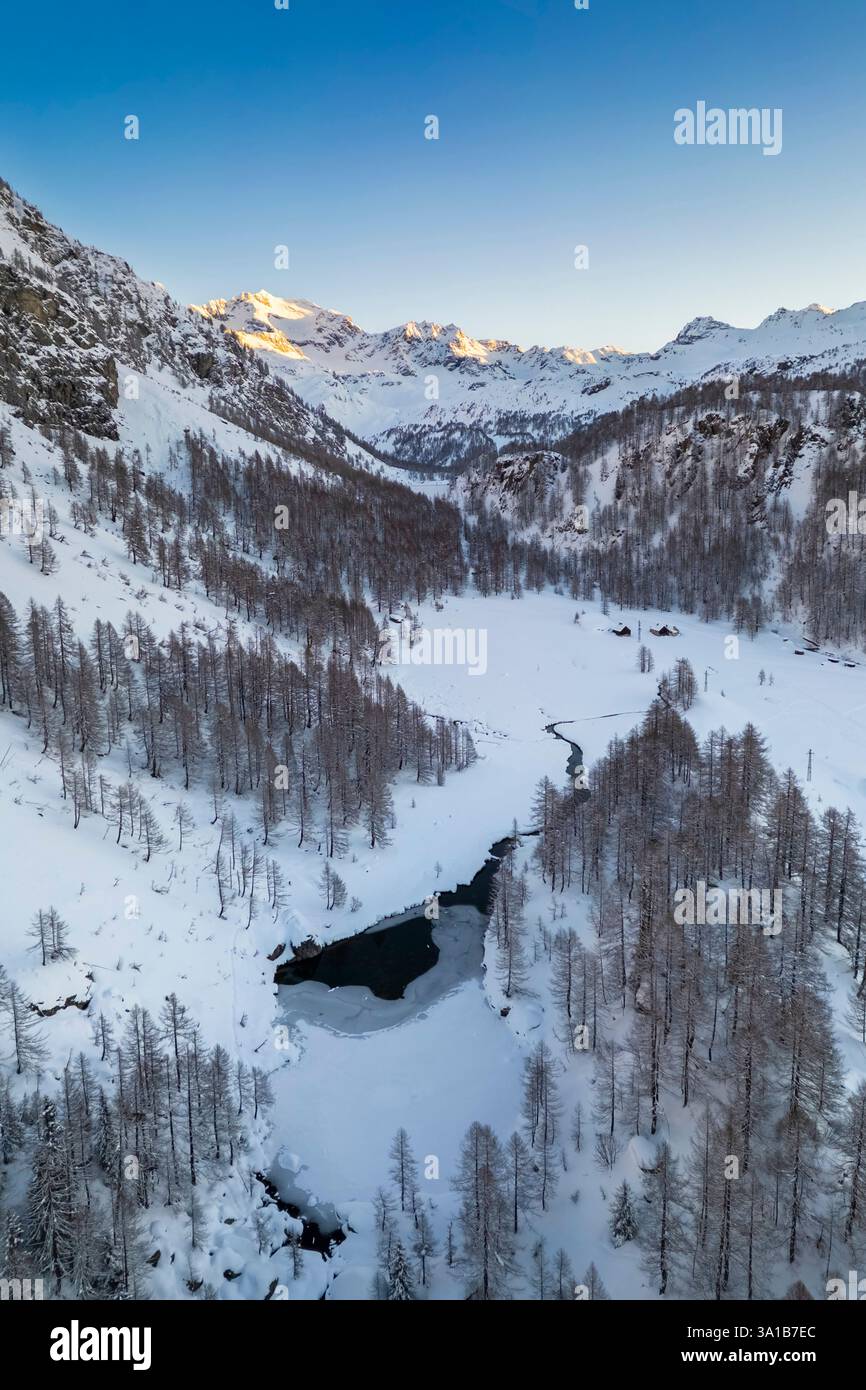 Winter view of Crampiolo, Alpe Devero, Devero valley, Antigorio valley ...
