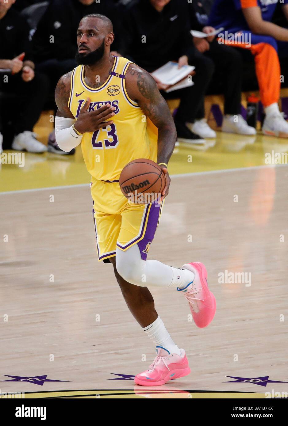 LOS ANGELES, CA - MARCH 06: Los Angeles Lakers forward LeBron James (23 ...
