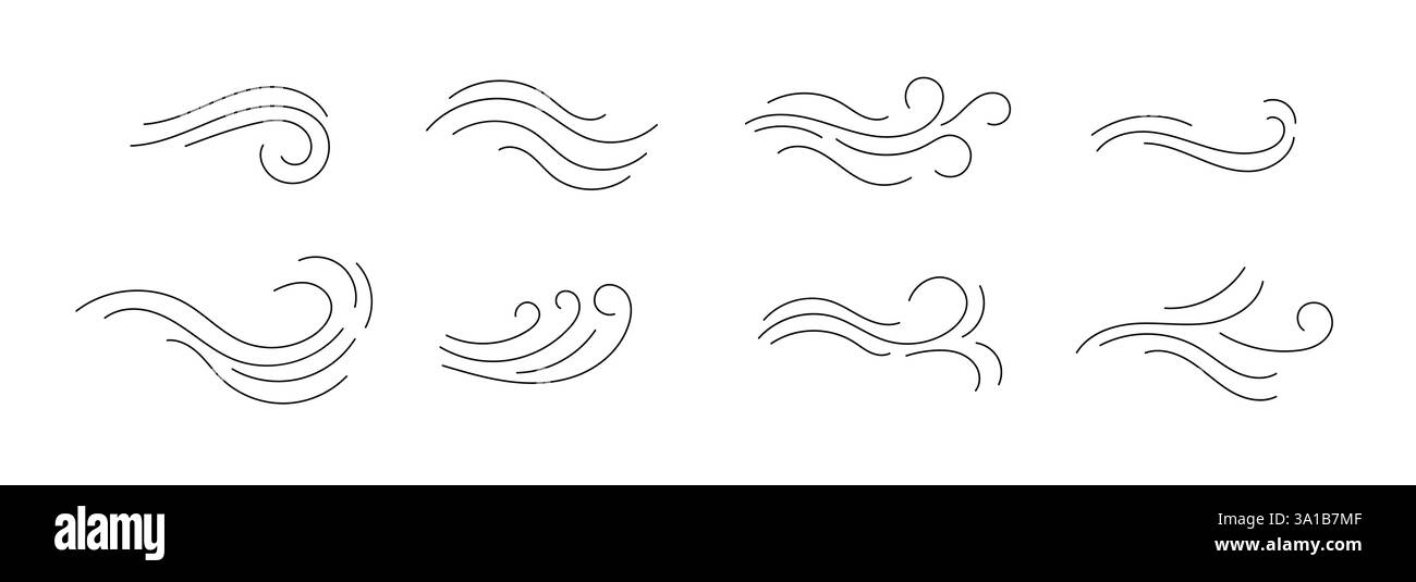 Abstract swirl and flowing line art patterns in simple black design for ...