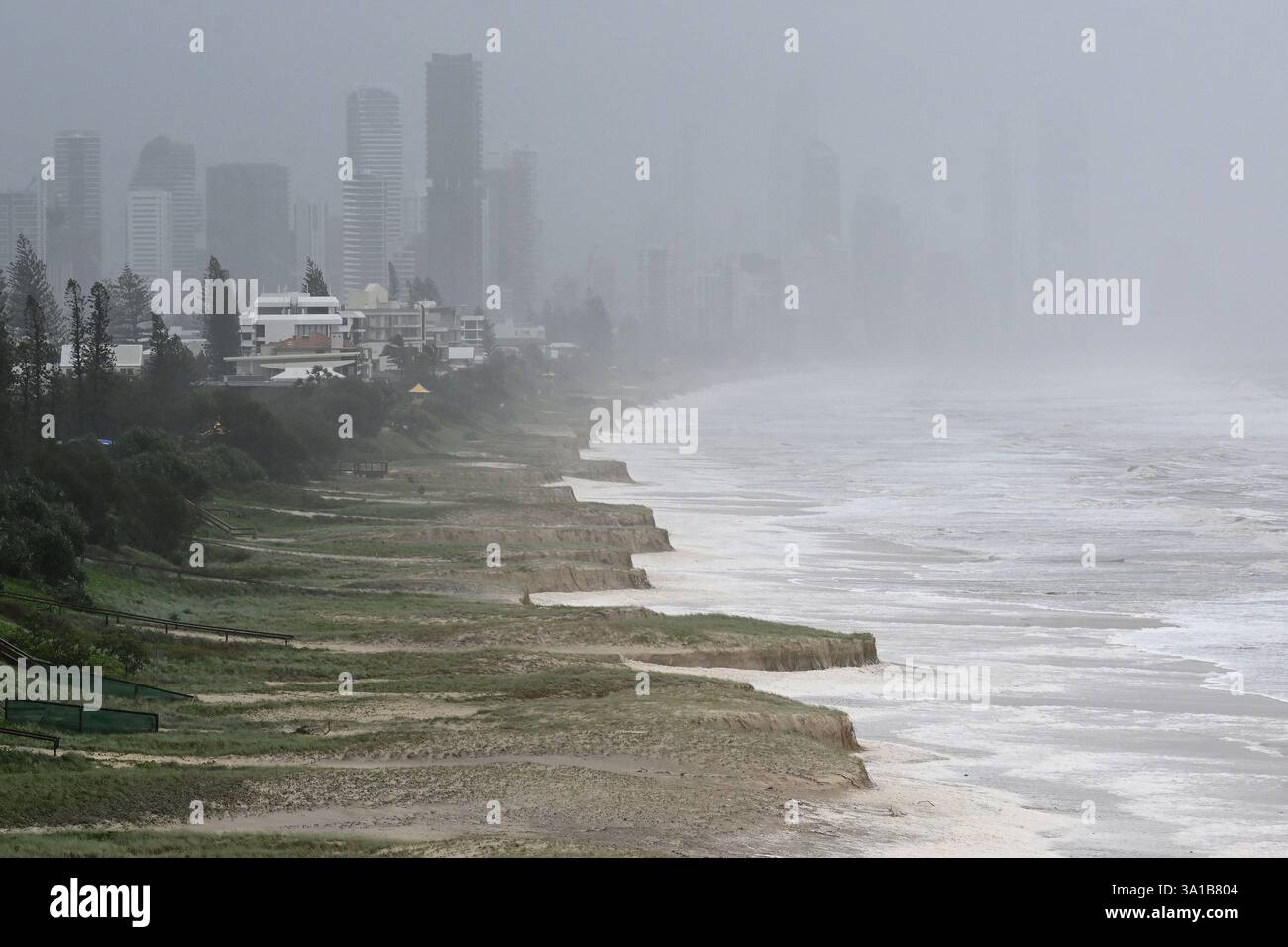 Gold Coast, Australia. 08th Mar, 2025. Beach erosion is seen on the ...