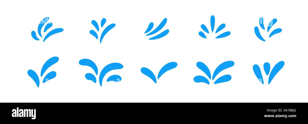 Blue abstract water droplet shapes in simple minimal artistic design ...