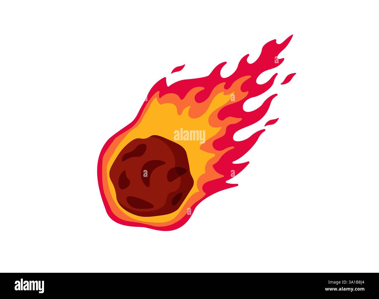 Fiery meteor with bright flames plummeting through space in dynamic ...