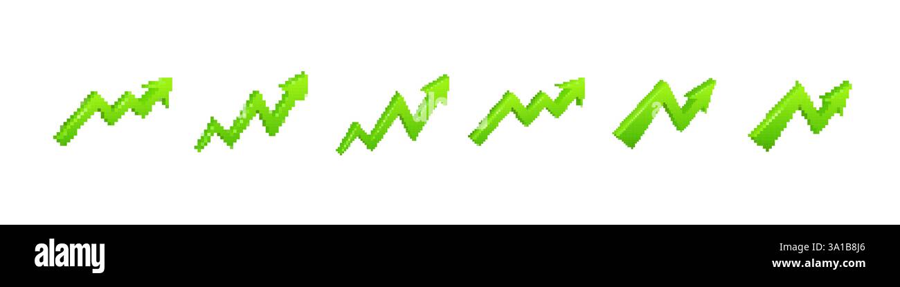 Green pixel arrows showing upward trend in a simple digital design ...