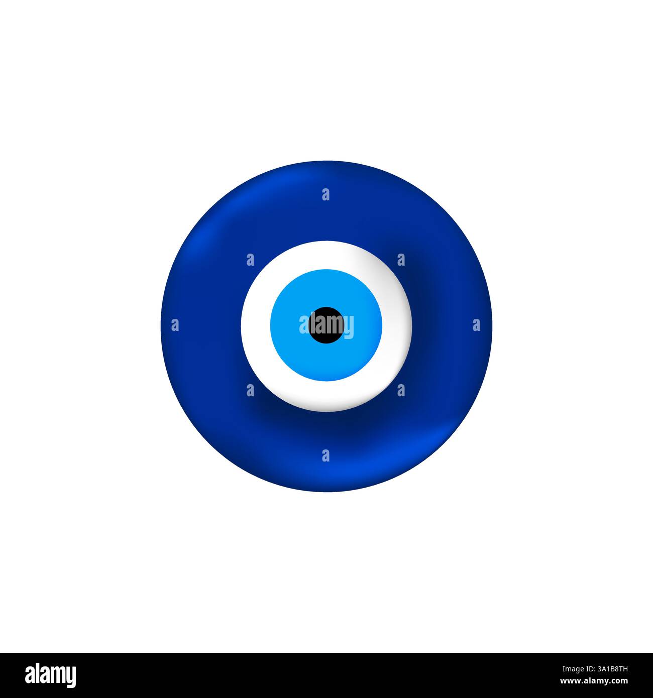 Blue and white nazar amulet with central black dot for good luck and ...
