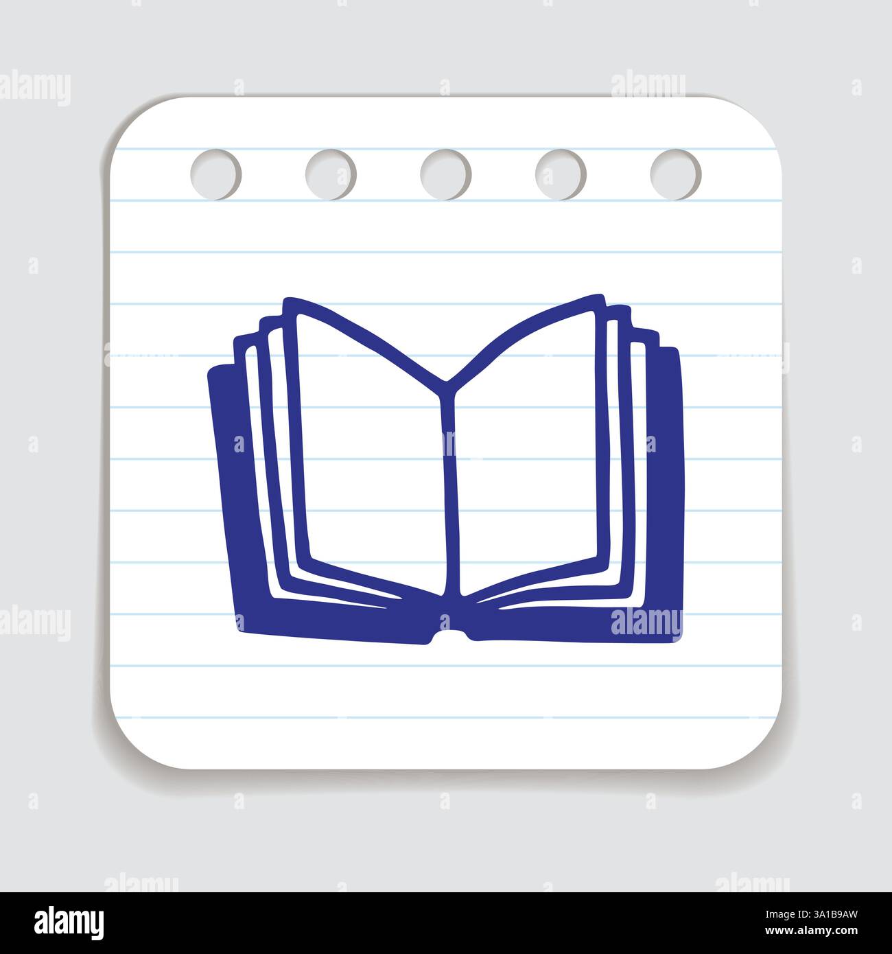 Doodle open book icon hand drawn with blue pen on a notepaper in ...