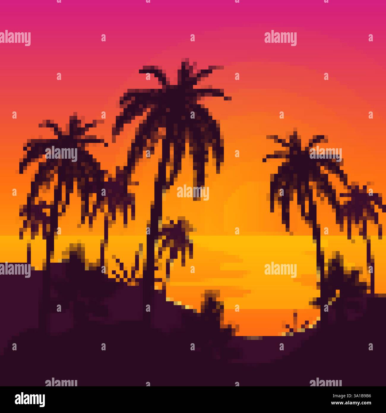 Vibrant pixel art sunset Stock Vector Images - Alamy