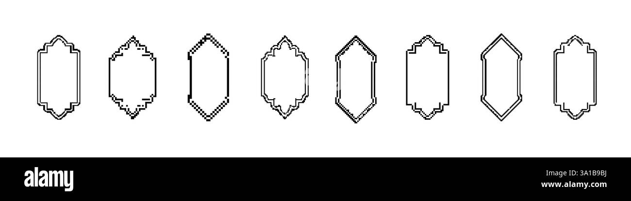 Geometric outline shapes set with various symmetrical designs and ...