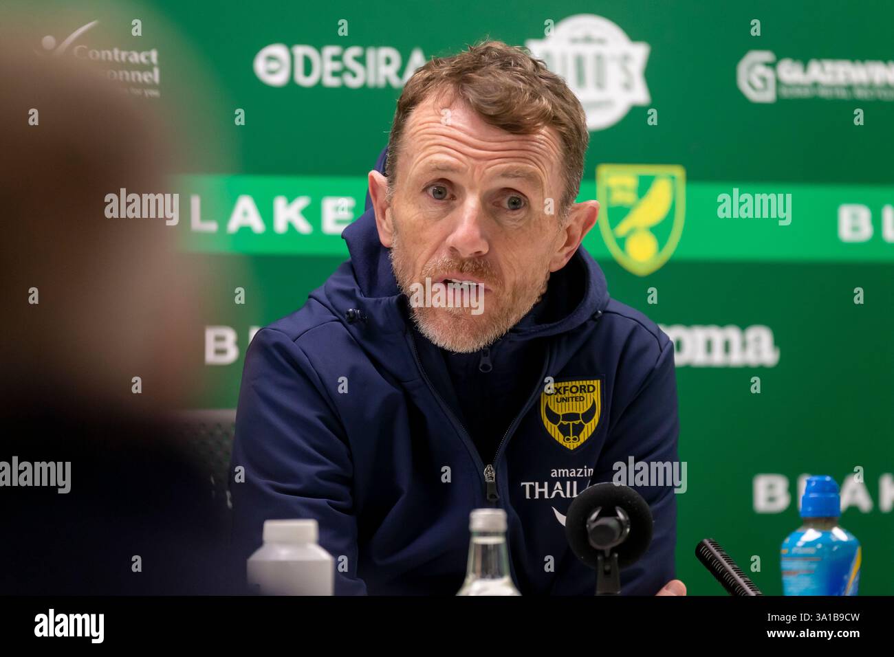 Oxford United Manager, Gary Rowett, giving his press conference after ...