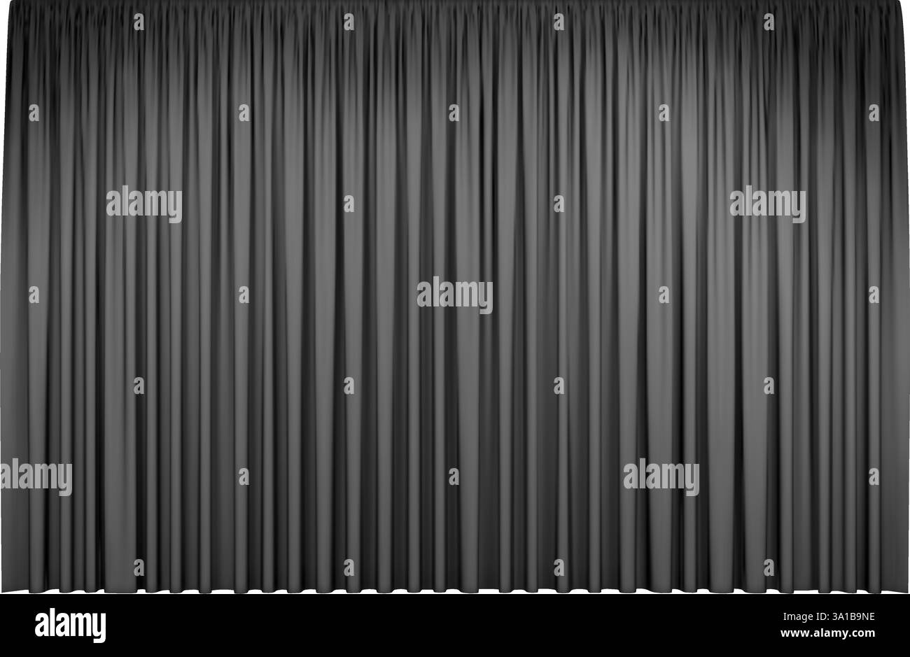 Black stage curtains isolated on white background. Realistic closed ...