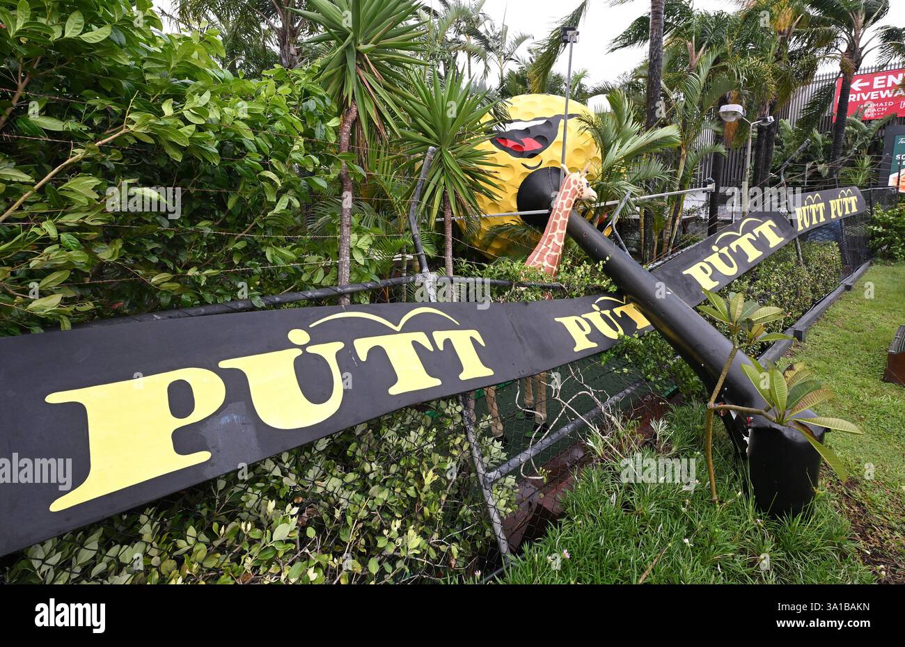 Gold Coast, Australia. 08th Mar, 2025. A giant golf ball sign is seen ...