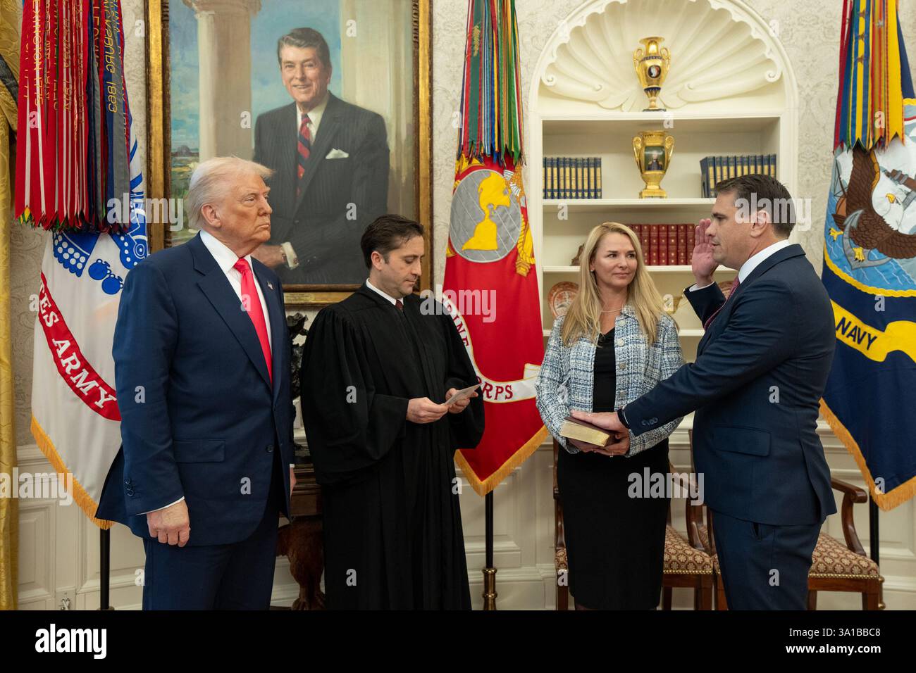President Donald J. Trump holds a swearing in ceremony for former Trump ...