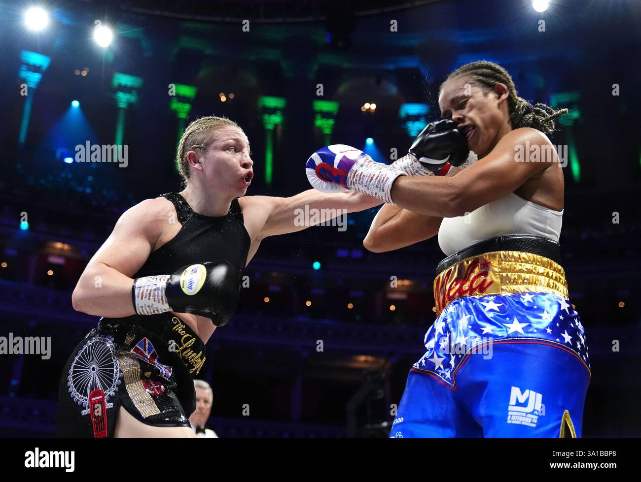 Lauren Price (left) and Natasha Jonas in the IBF, IBO and WBC World ...