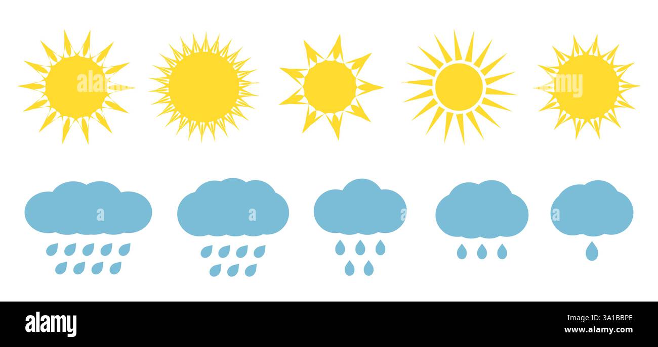 Sun and rain symbols in a weather forecast illustration showcasing ...