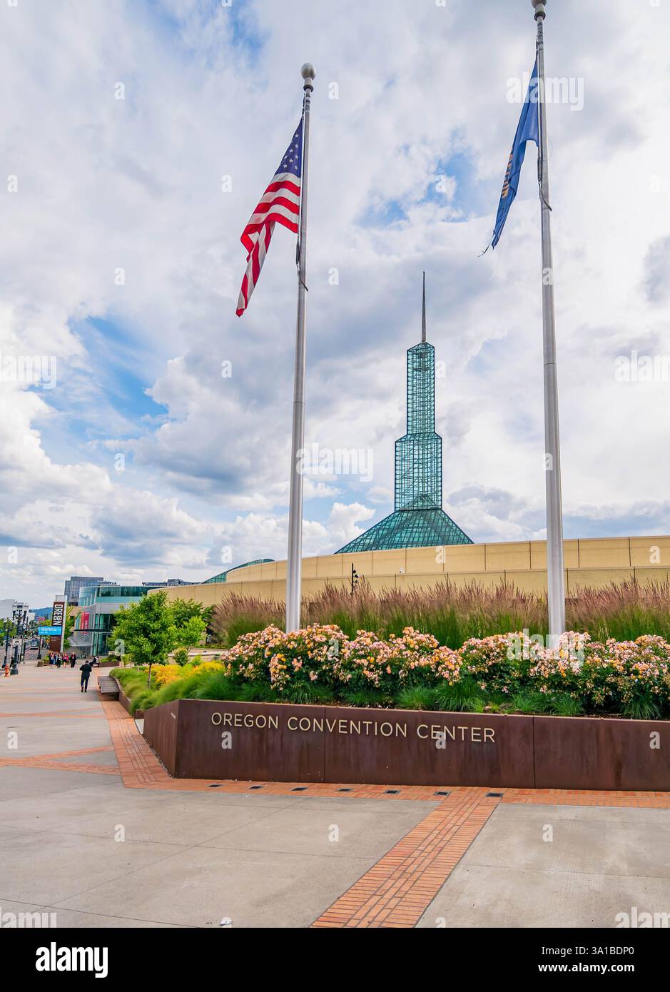 Portland, JUN 14 2023 - Exterior view of the Oregon Convention Center ...