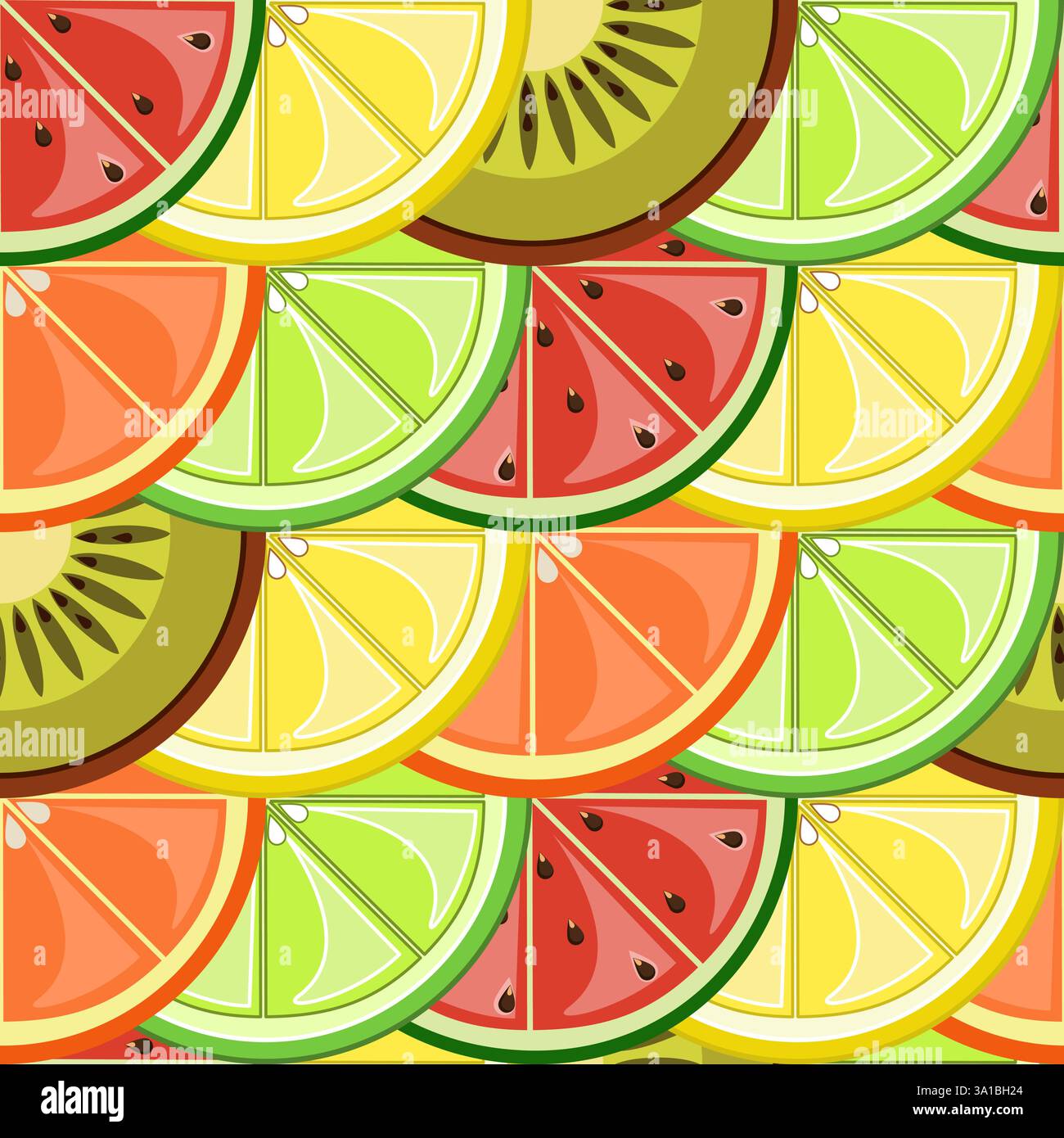 Seamless colorful pattern with slices of fruits vector illustration ...