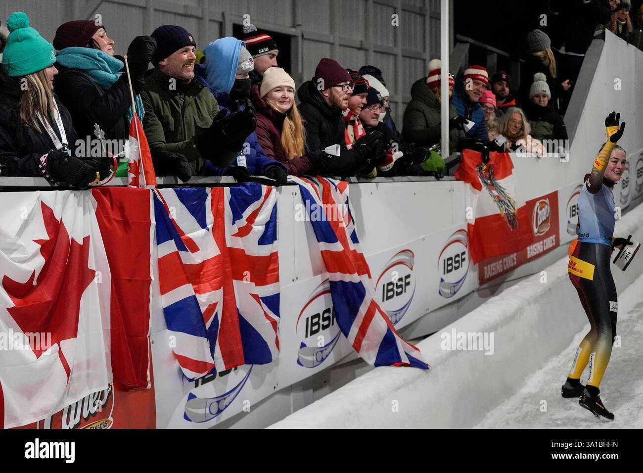 Hannah Neise, of Germany, waves to fans during fourth run at the ...