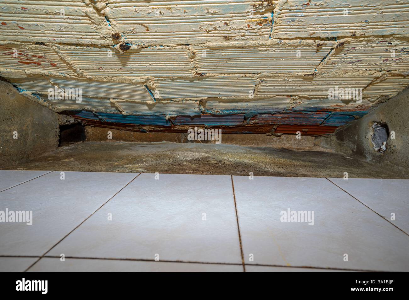 Interior of the gas and smoke evacuation zone at the beginning of the ...