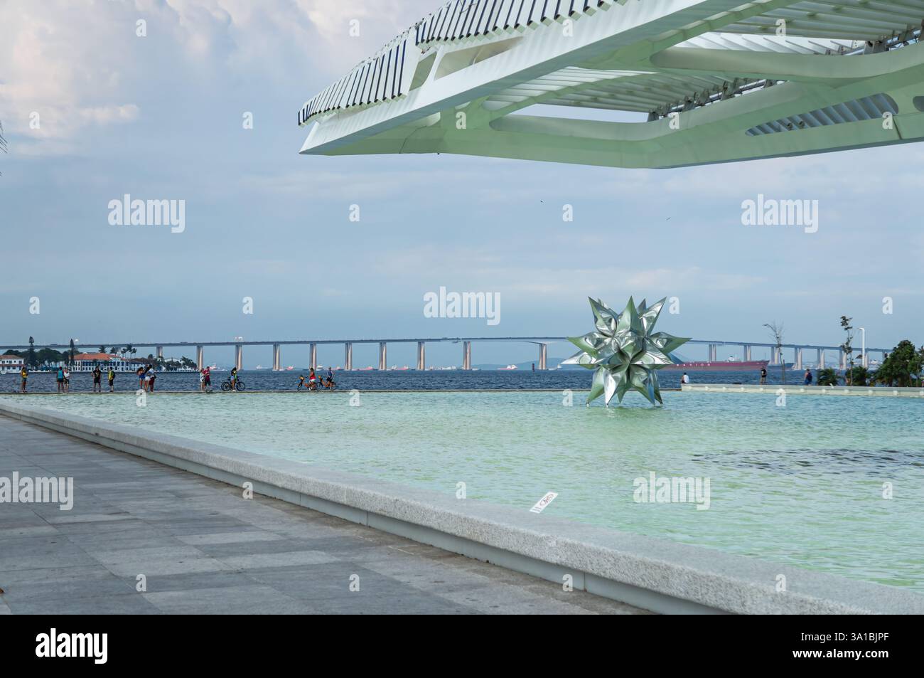 Partial north side view of the Museum of Tomorrow with a reflecting ...