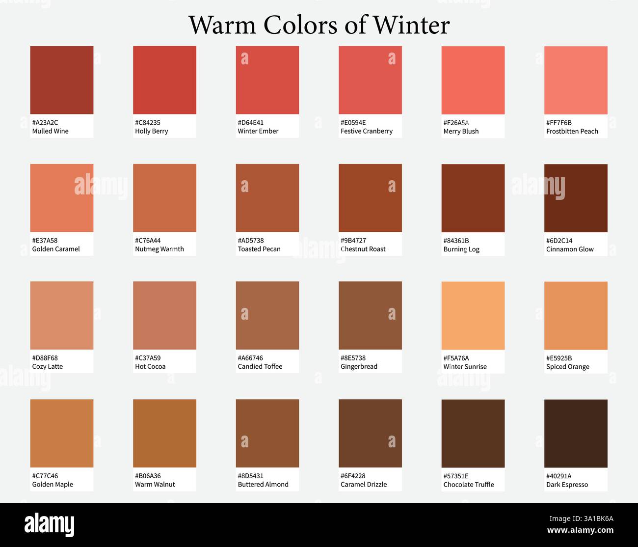 Color Palettes 24 Warm Shades of Winter - Maroon, Red, Brown Colors ...