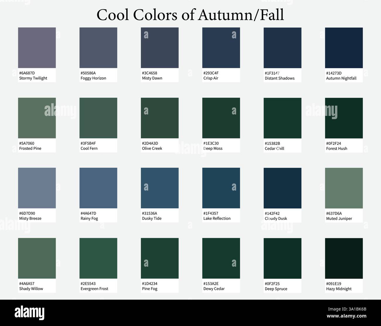 Color Palettes 24 Cool Shades of Autumn or Fall - Purple, Green, Deep ...