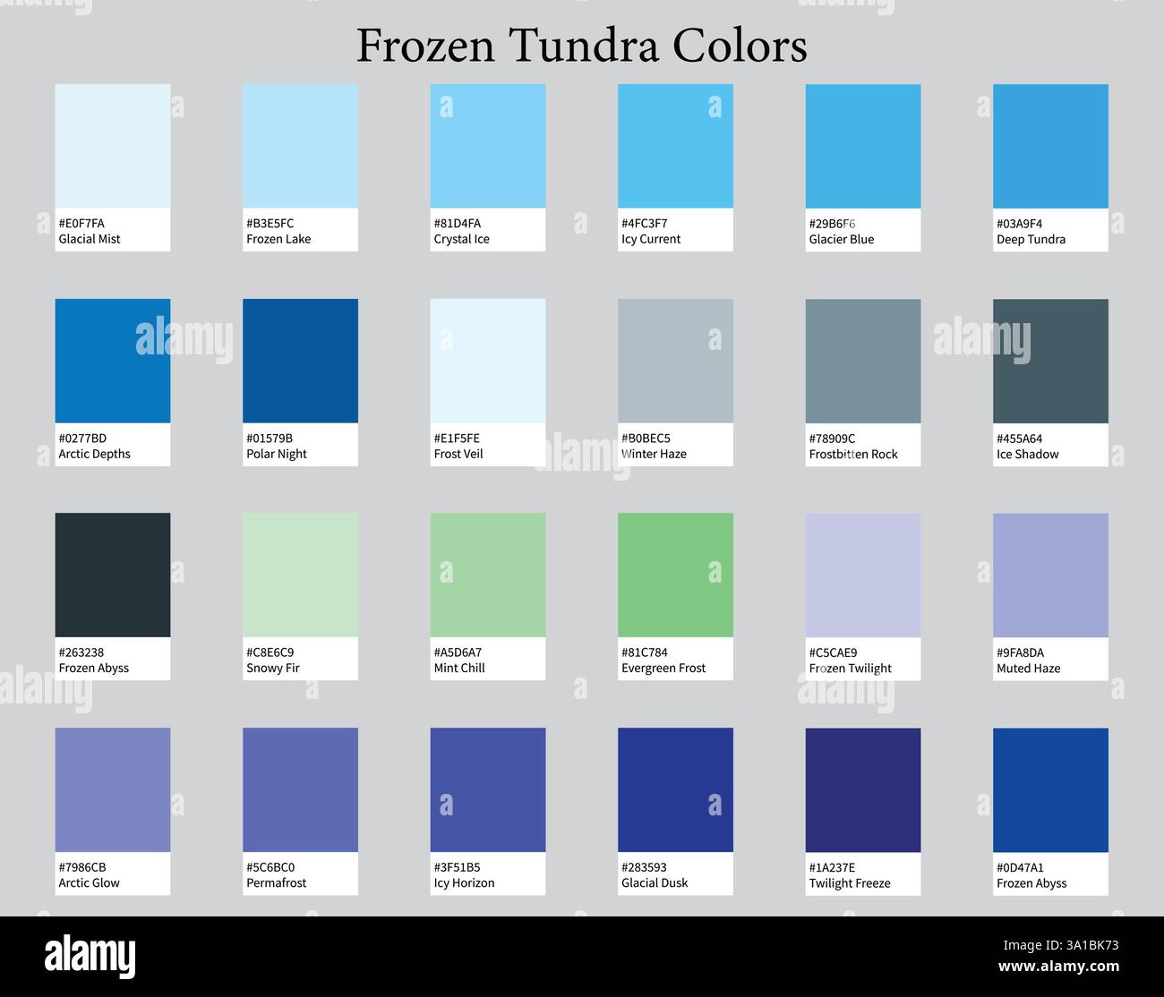 Color Palettes 24 Cool Colours of Frozen Tundra - Icey, Muted, Grey ...
