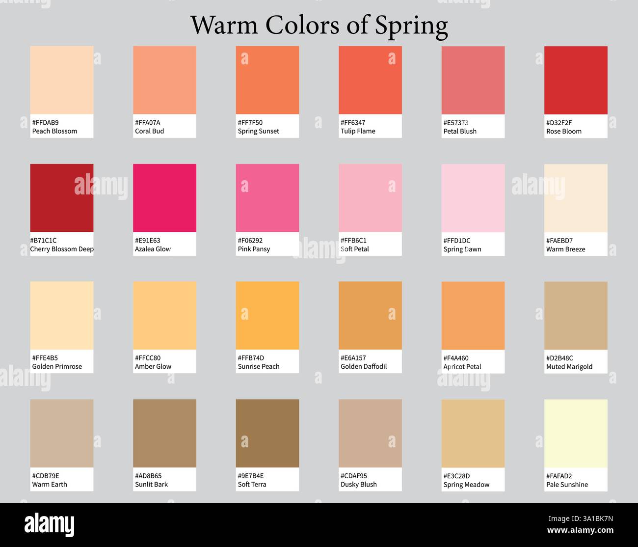 Color Palettes 24 Warm Shades of Spring - Orange, Pink, Brown, Red ...