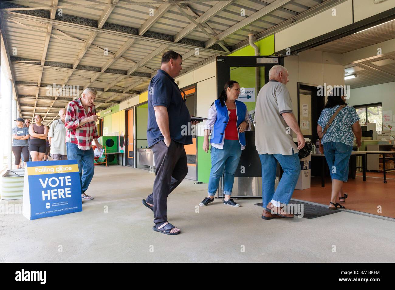 Members of the public queue to cast their votes at Calista Primary ...