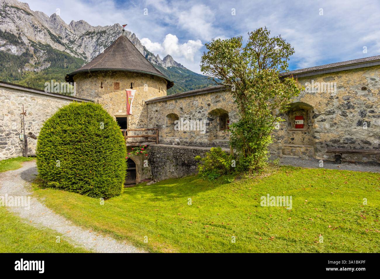 Castle Burg Hohenwerfen in Austria. Medieval architecture and culture ...