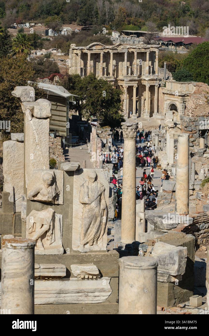 Turkey, Turkiye. Roman Ruins at Ephesus, View of the Library of Celsus ...