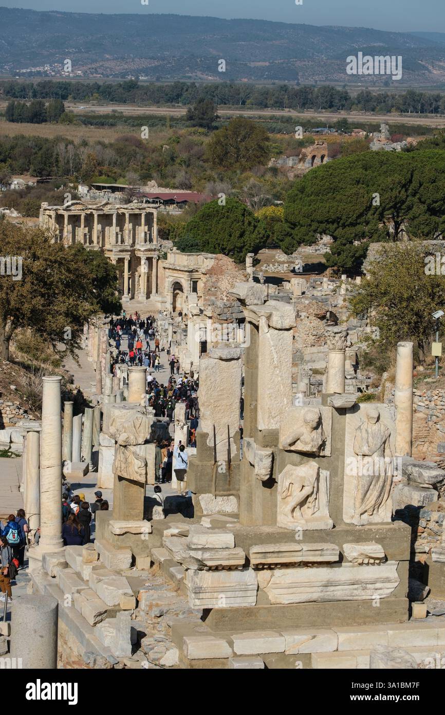 Turkey, Turkiye. Roman Ruins at Ephesus, View of the Library of Celsus ...