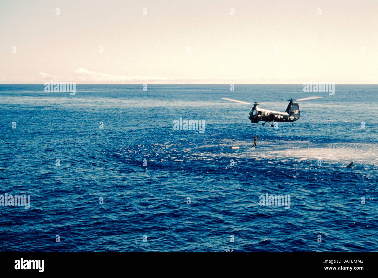 HUP Retriever Helicopter during pilot rescue operation, 1950's Stock ...