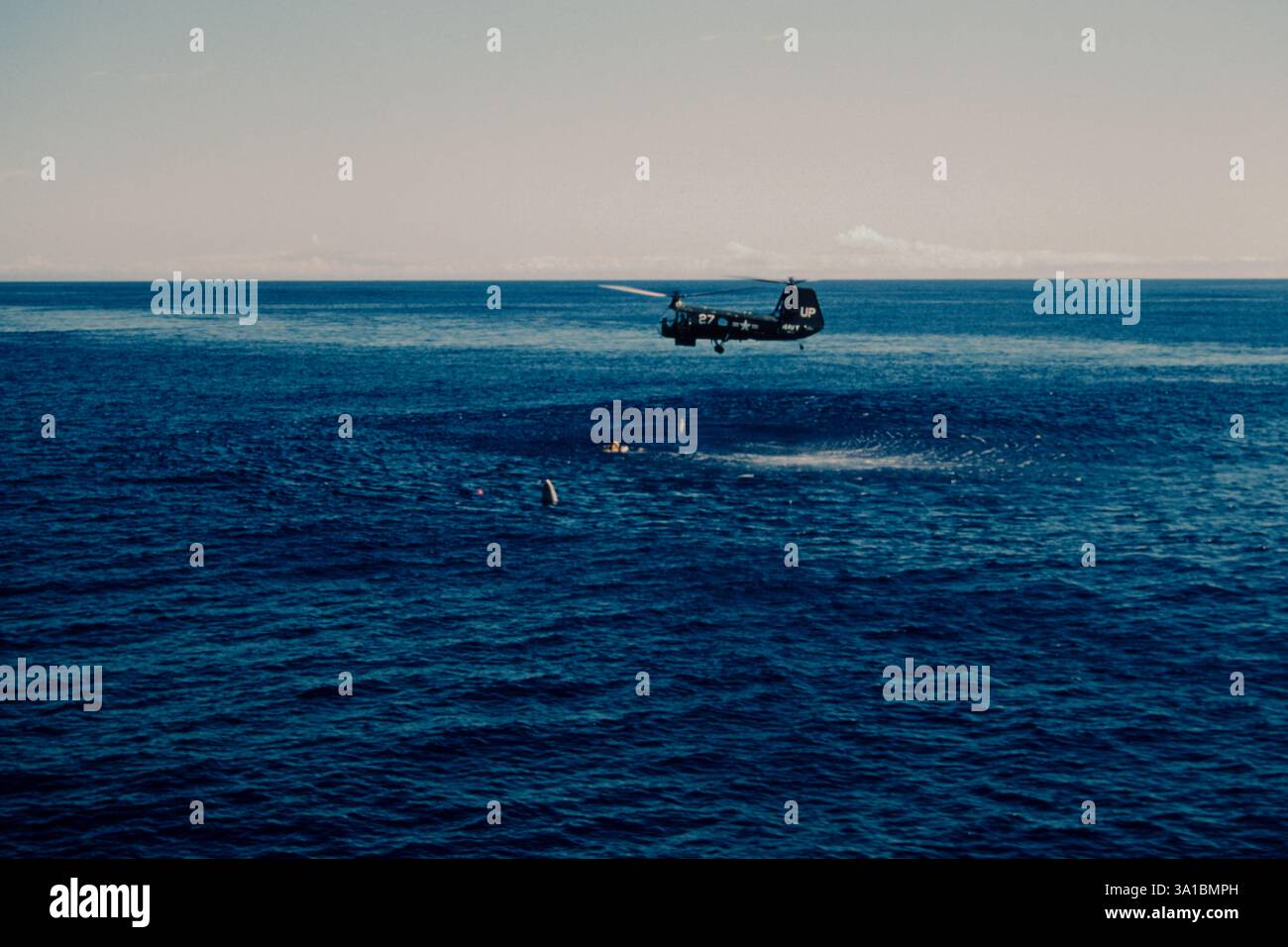 HUP Retriever Helicopter during pilot rescue operation, 1950's Stock ...