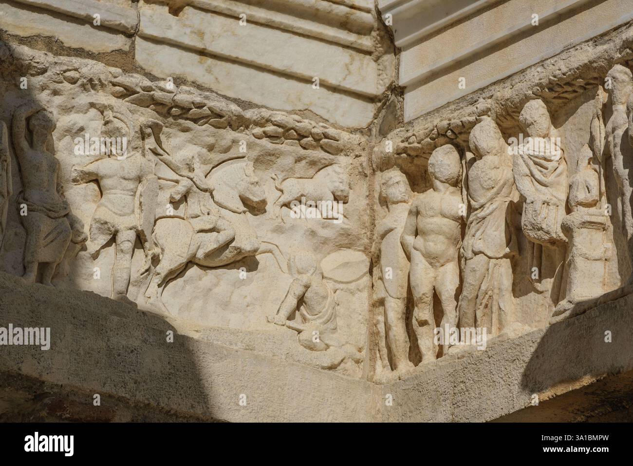 Ephesus, Turkey, Turkiye. Temple of Hadrian. Stone Relief, Androclos Slaying a Wild Boar (on ...