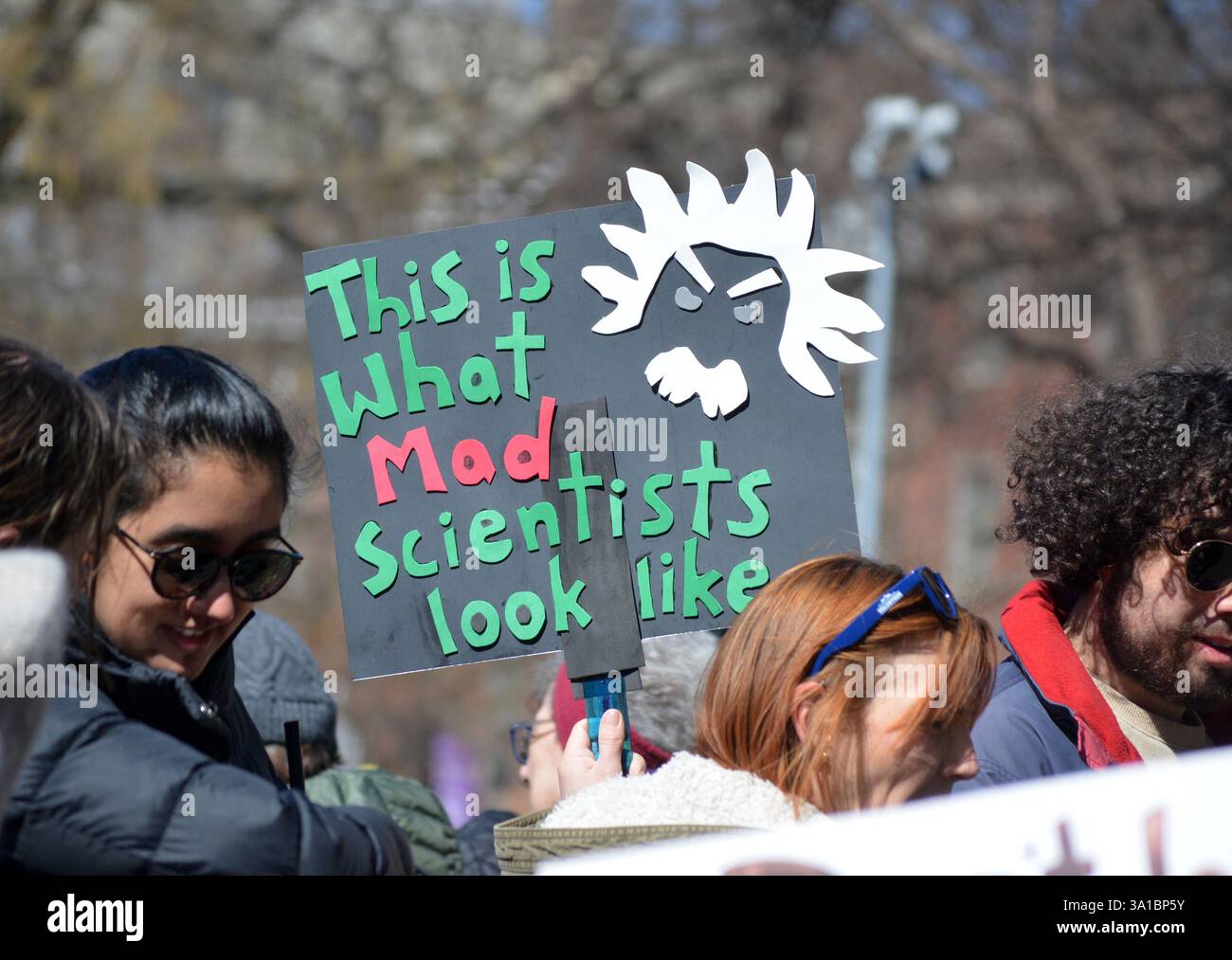 Demonstrators at a Stand Up For Science rally in Washington Square Park ...