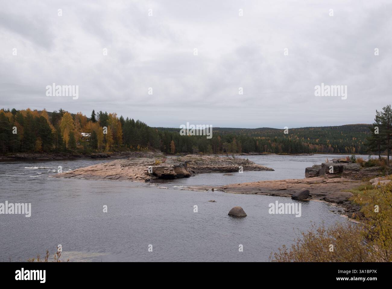 Kattilakoski are well known rapids in Torneälv river which runs along ...