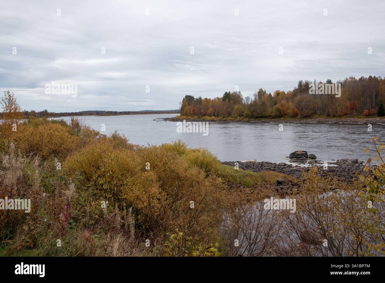 Kattilakoski are well known rapids in Torneälv river which runs along ...