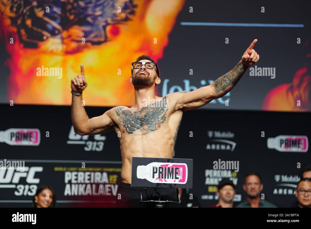 LAS VEGAS, NV - MARCH 7:Mauricio Ruffy steps on the scale for the ...