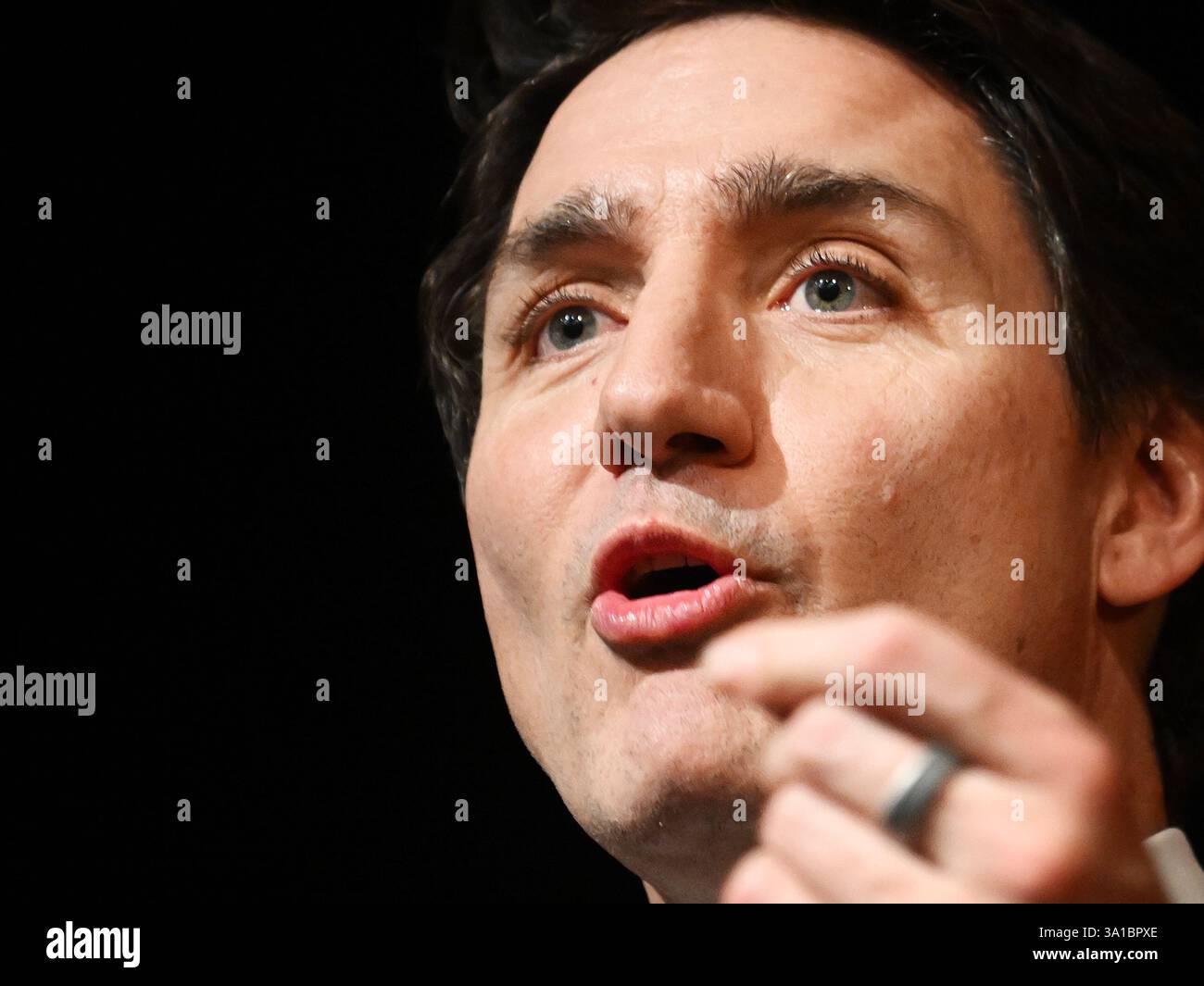 Montreal, Canada. 07th Mar, 2025. Prime Minister Justin Trudeau speaks ...
