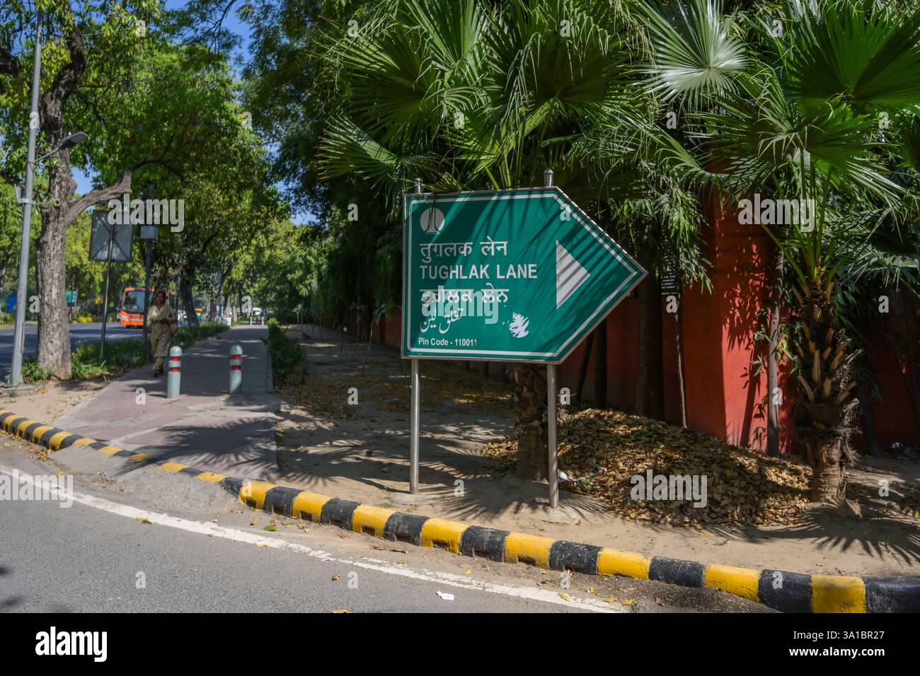 NEW DELHI, INDIA - MARCH 7: A view of NDMC sign broad Tughlaq Lane on ...