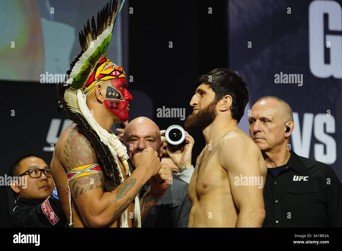 LAS VEGAS, NV - MARCH 7:Alex Pereira and Magomed Ankalaev faceoff at ...