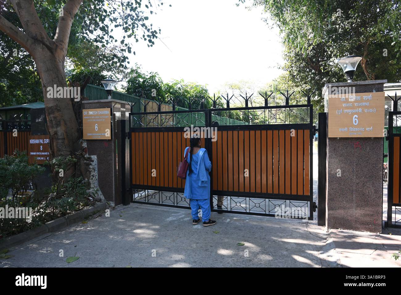NEW DELHI, INDIA - MARCH 7: A view of nameplate outside residence of ...