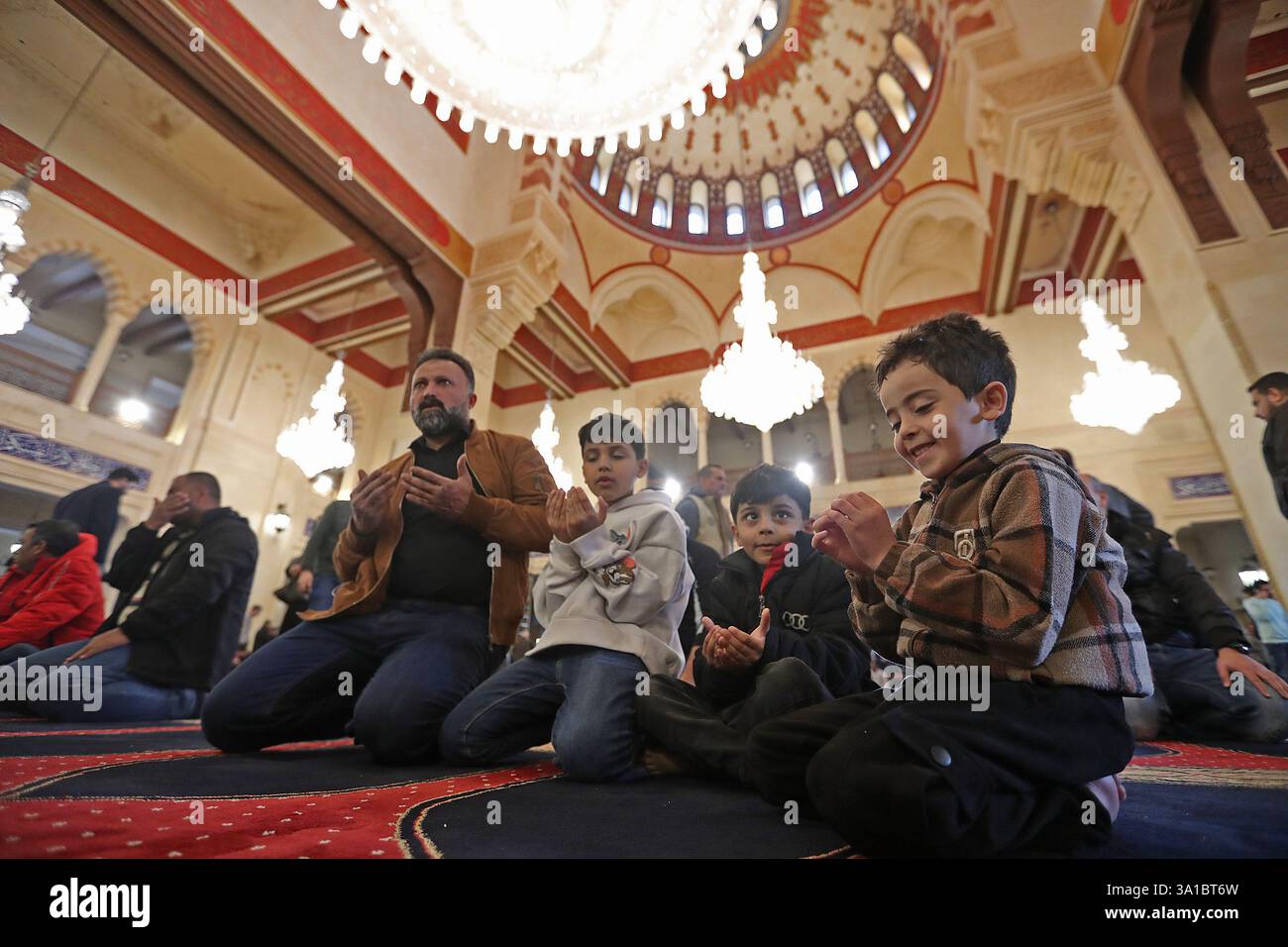 Beirut, Lebanon. 7th Mar, 2025. People attend the first Friday prayer ...