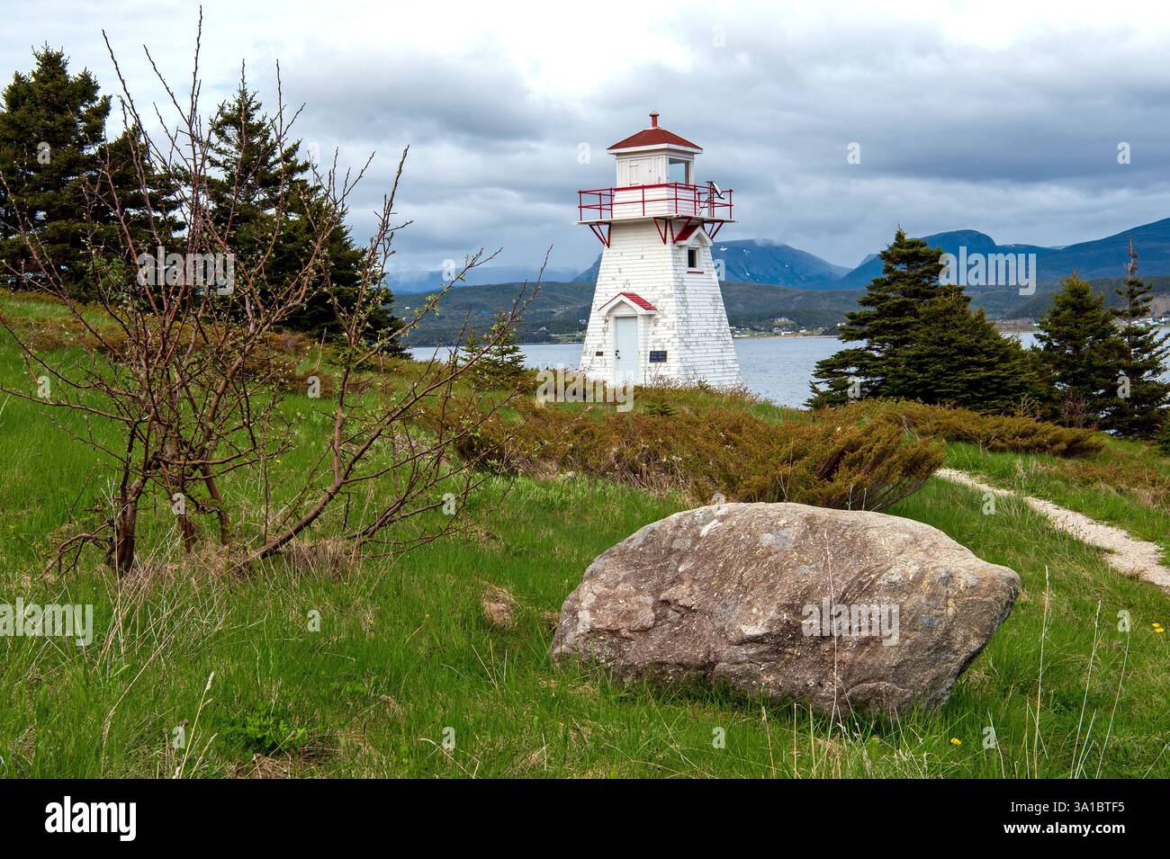 The historic Woody Point lighthouse on Crawley Head overlooking the ...