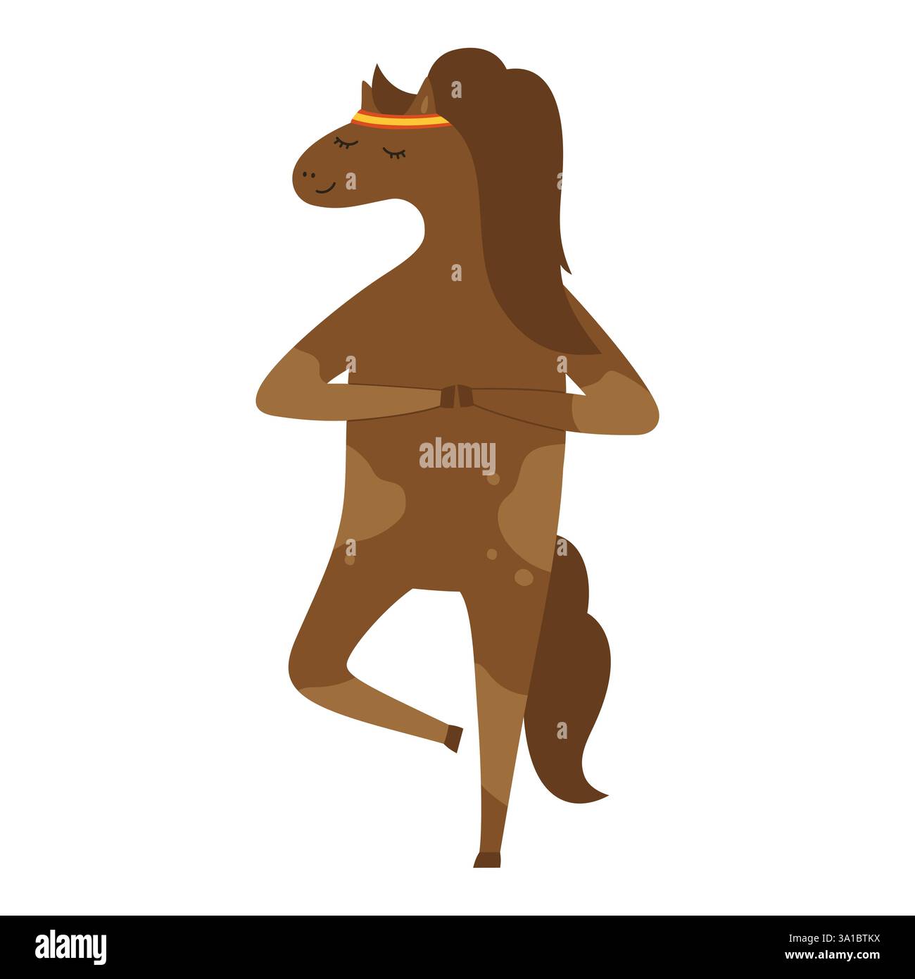 Horse doing yoga exercises cartoon vector illustration. Comic stallion ...