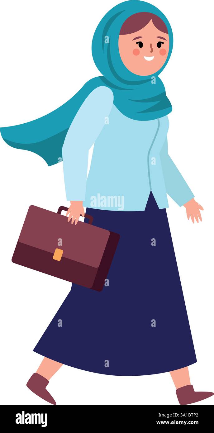 Hijab Student Muslim Walking Stock Vector Image & Art - Alamy
